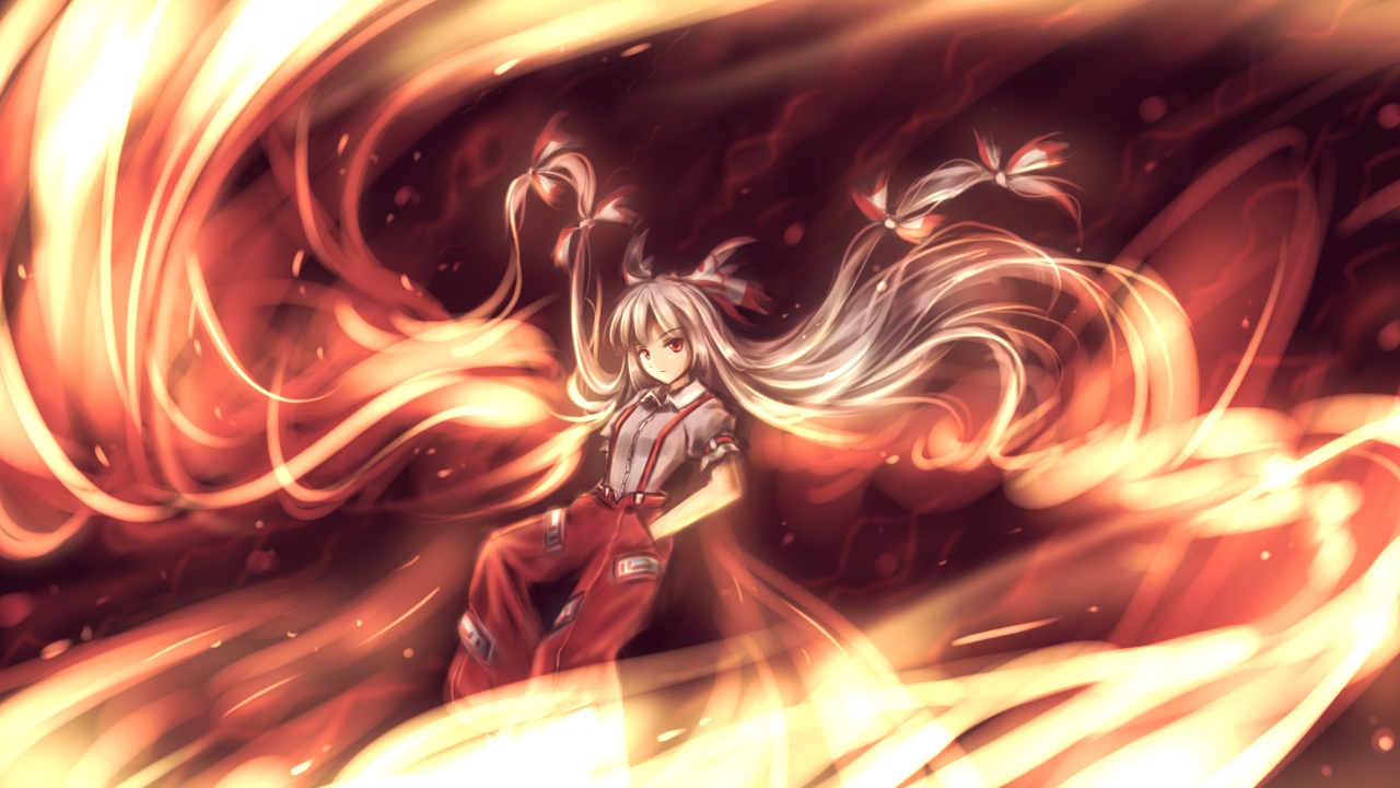 Download Fire Fujiwara No Mokou Anime Touhou Art