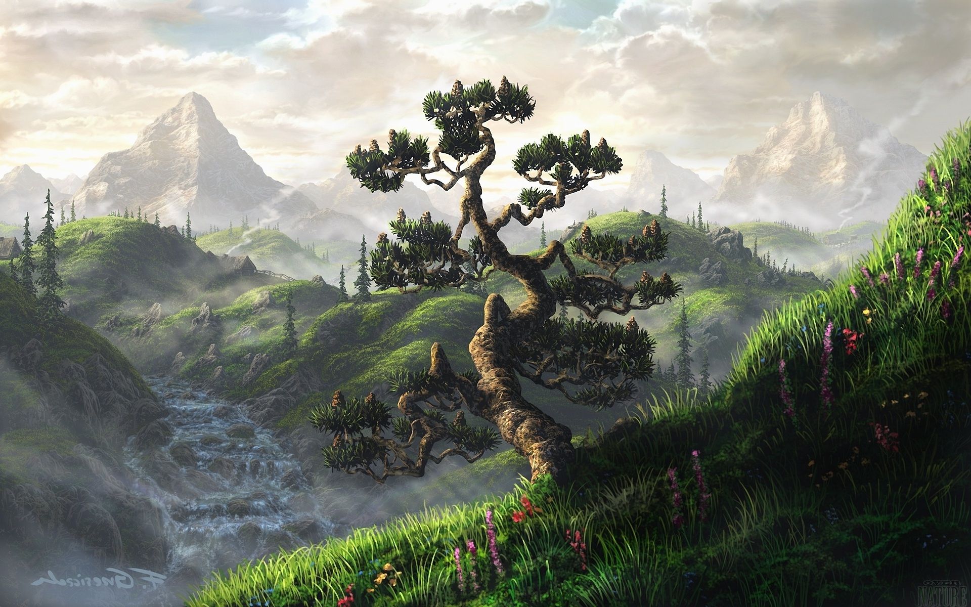 Enchanted Horizons: A Serene Fantasy Landscape