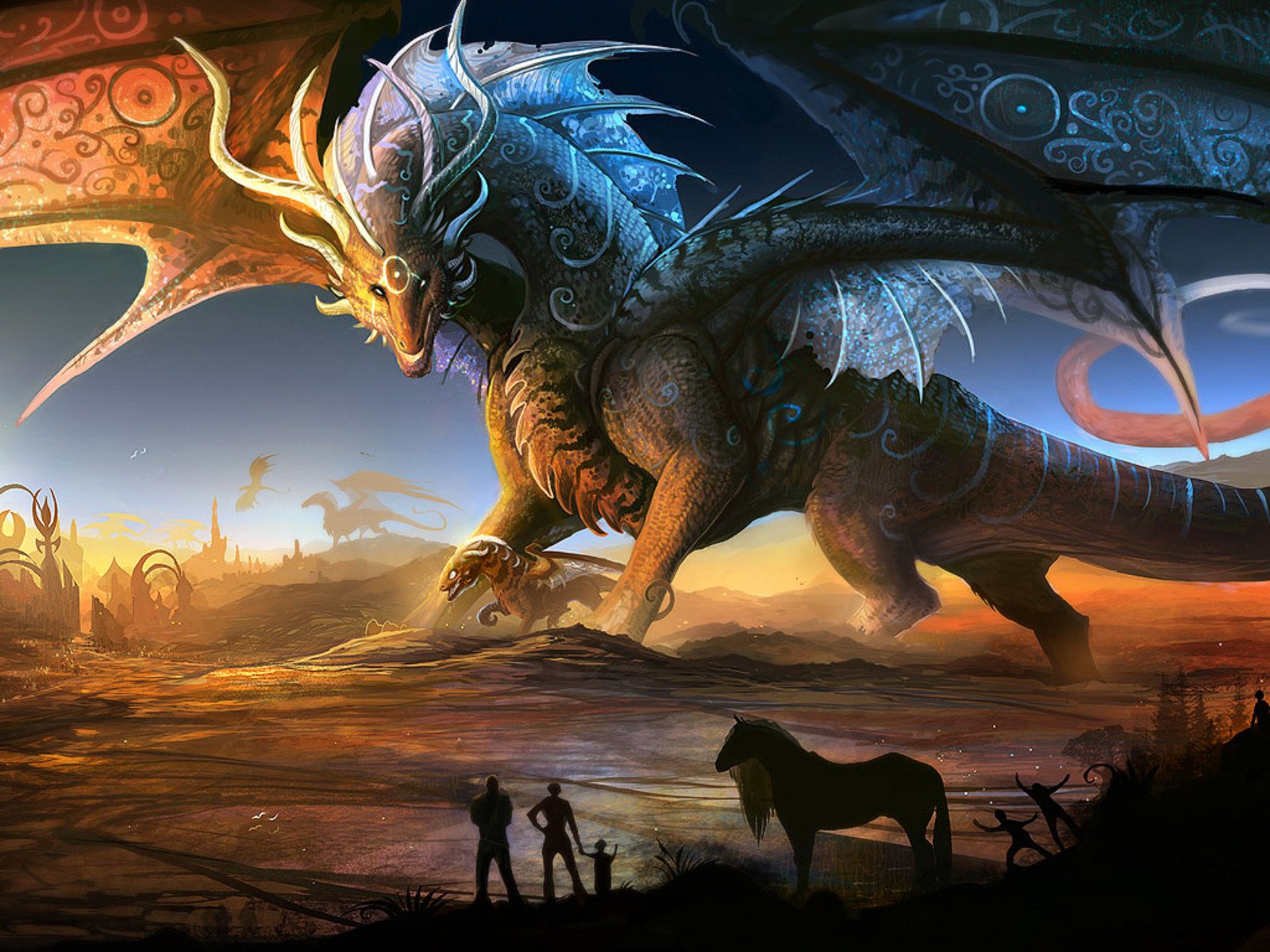 Majestic Dragon in a Fantasy Realm