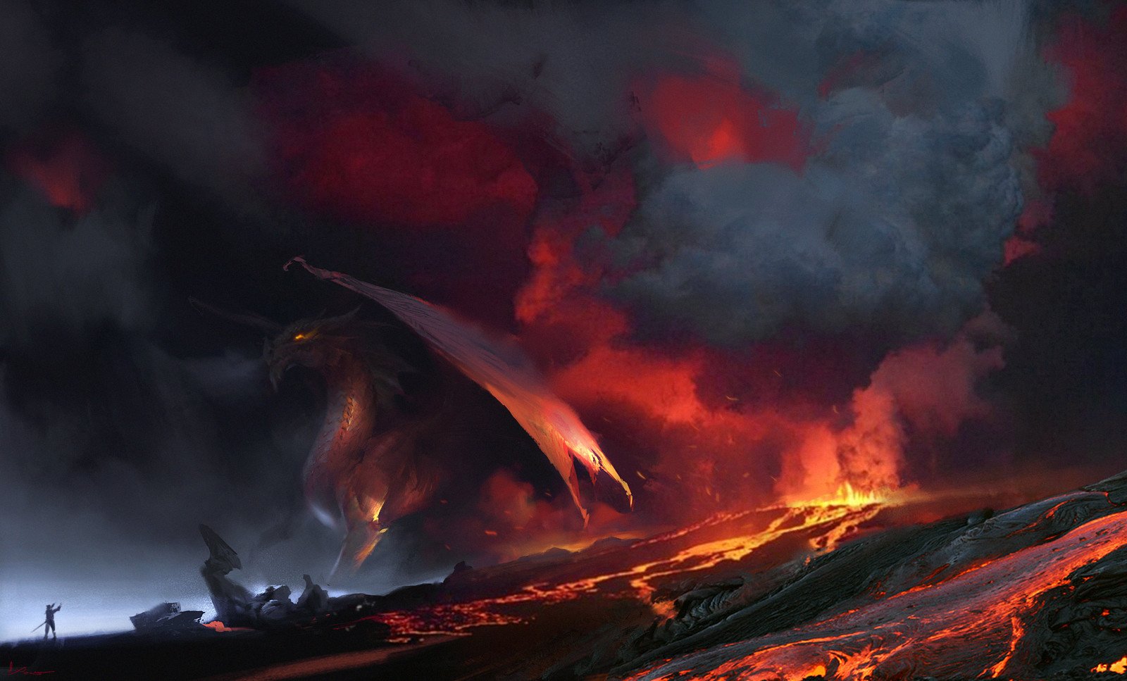 Download Smoke Lava Volcano Fantasy Dragon Art