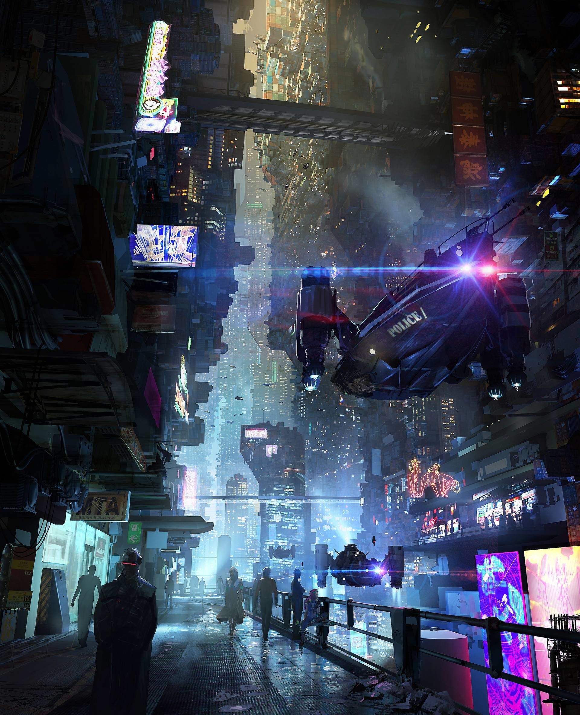 Neon Shadows: Cyberpunk Cityscape in a Sci-Fi Dystopia