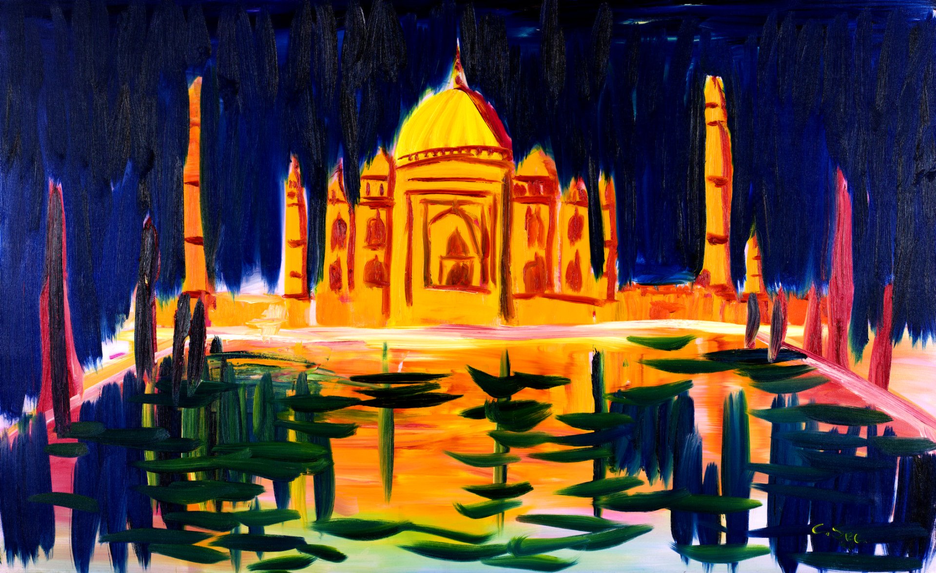 Download Taj Mahal Artistic Oil Painting Art