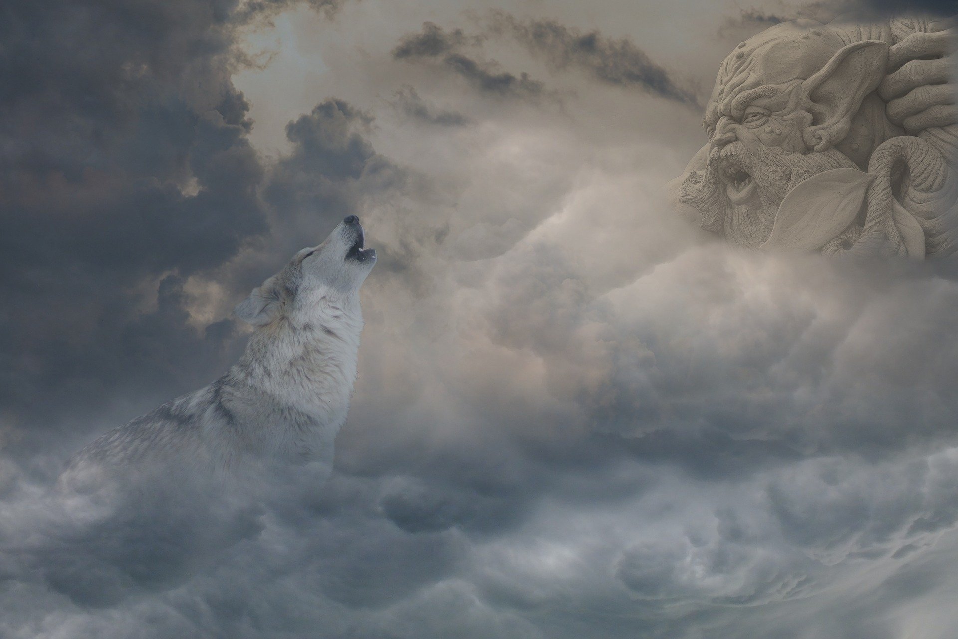 Download Manipulation Cloud Fantasy Wolf Art