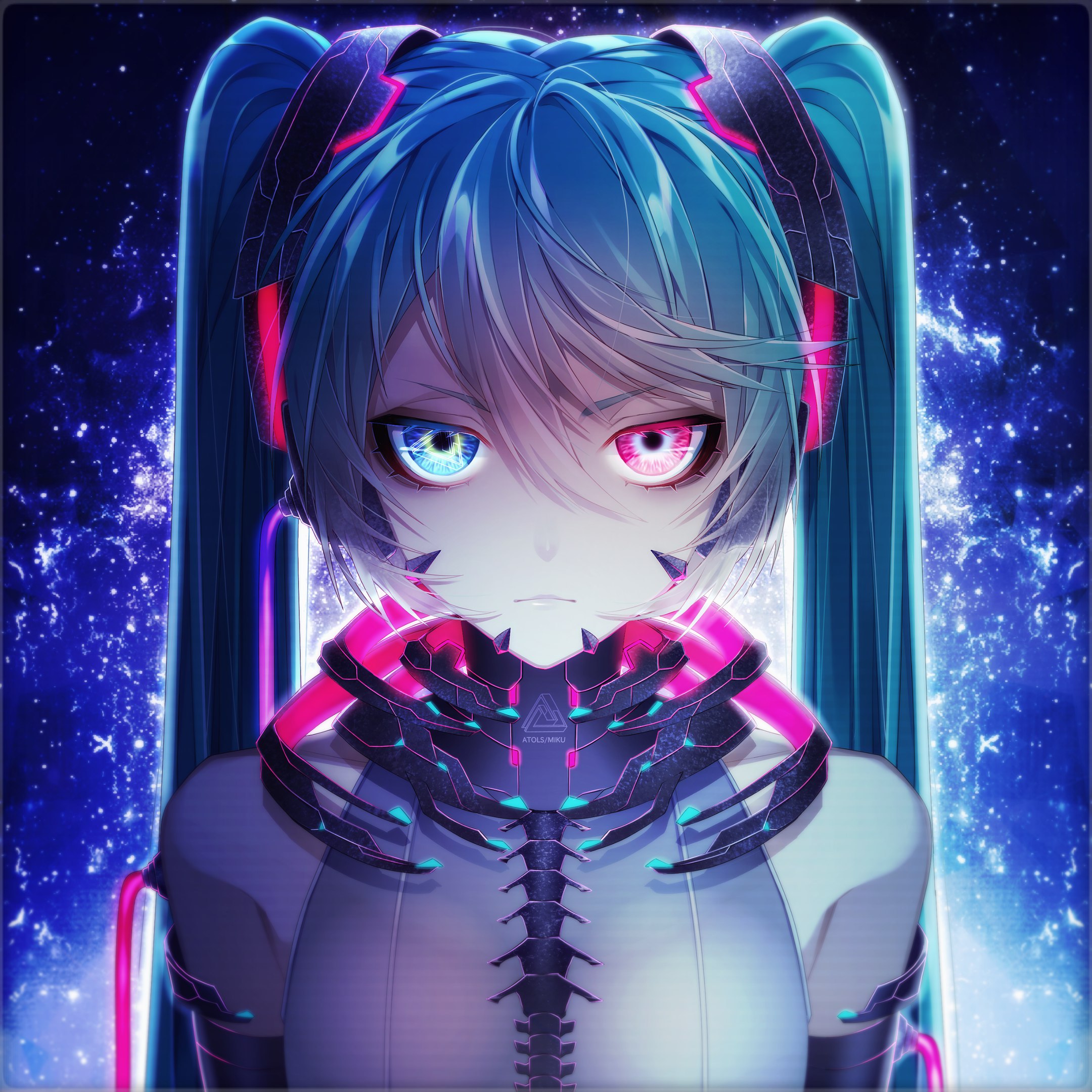 Hatsune Miku’s Heterochromatic Vocaloid Glow in Anime Neon Nights