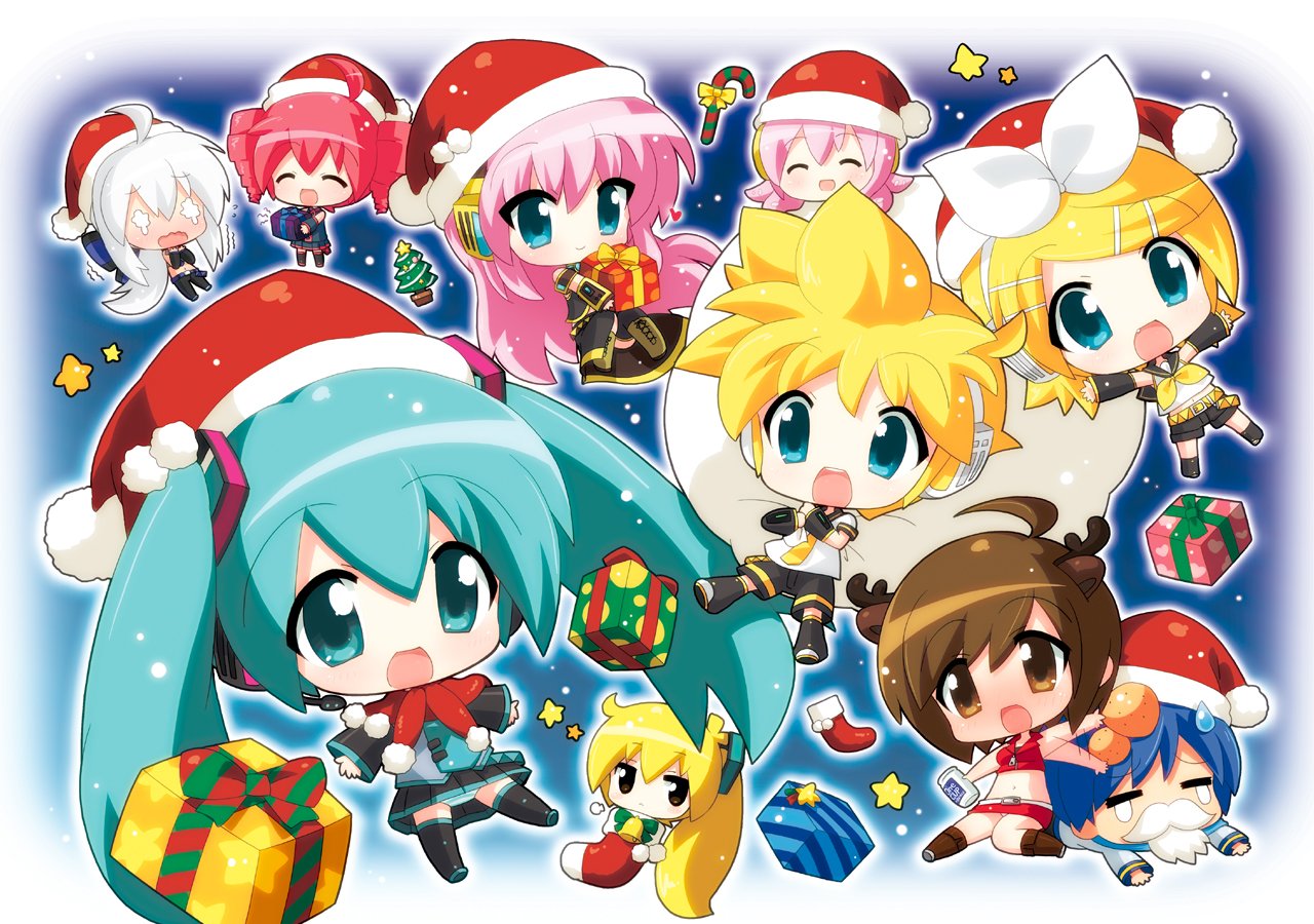 Download Chibi Gift Holiday Utau Hatsune Miku Haku Yowane (Vocaloid) Kasane Teto Luka Megurine ...