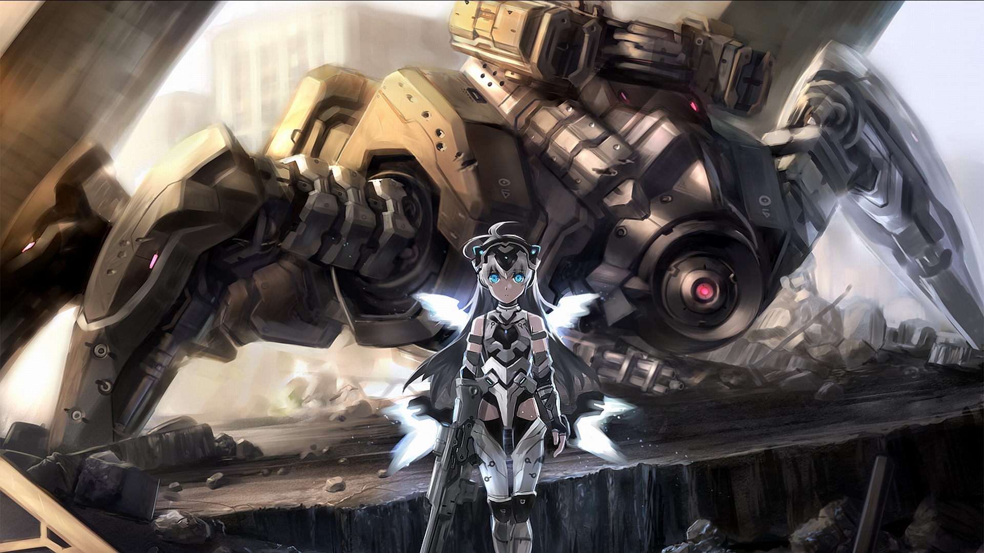 Mech Warrior: The Grey-Haired Sentinel in Thigh Highs