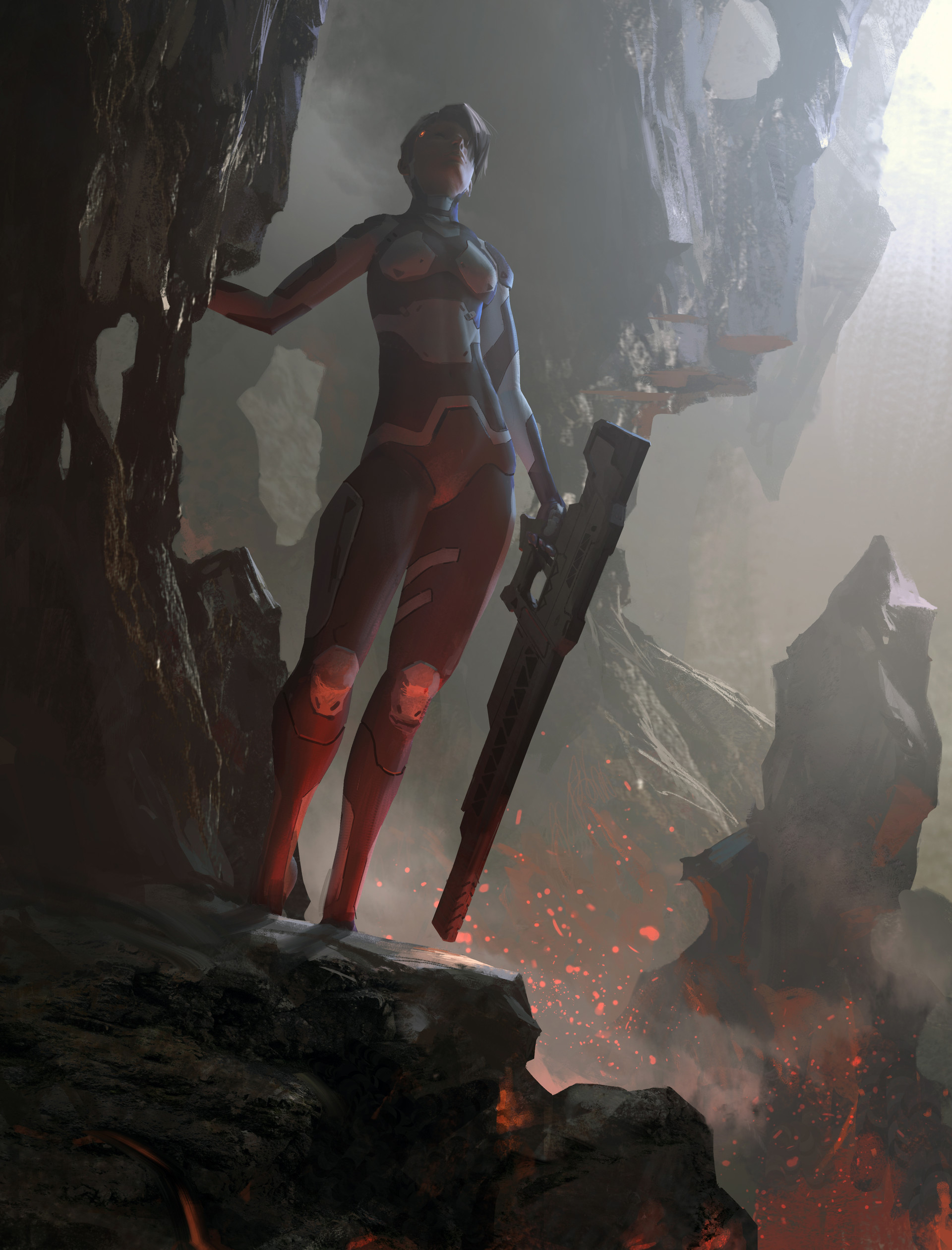 Sci Fi Women Warrior Art by Jin wang