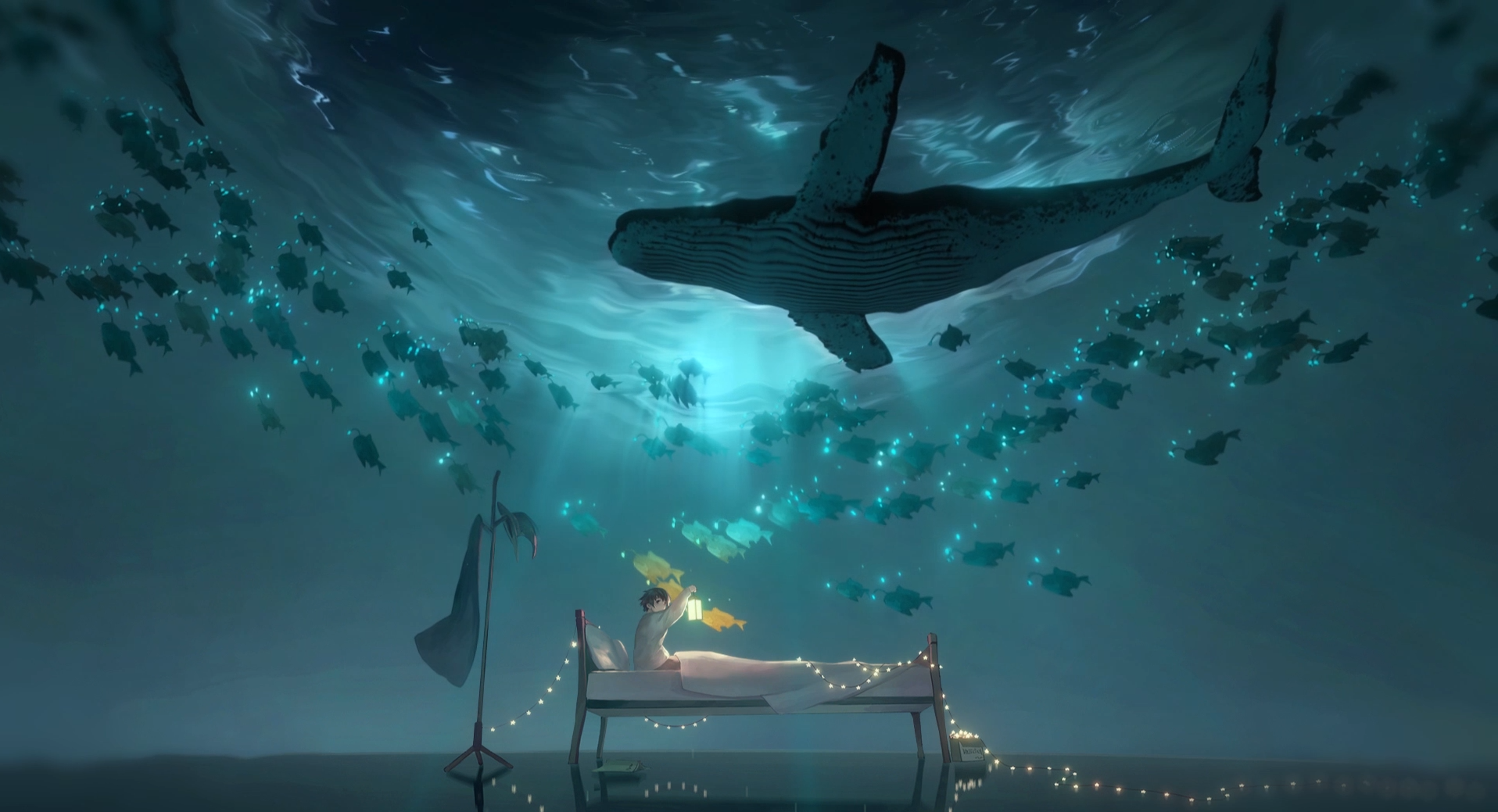 Dreamscape Voyage: The Fantastical Whale's Glow