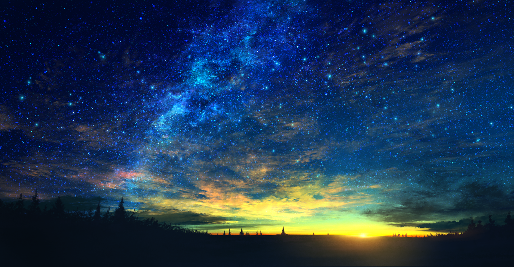 Anime Dawn: Where Starry Skies Meet Sunrise Dreams
