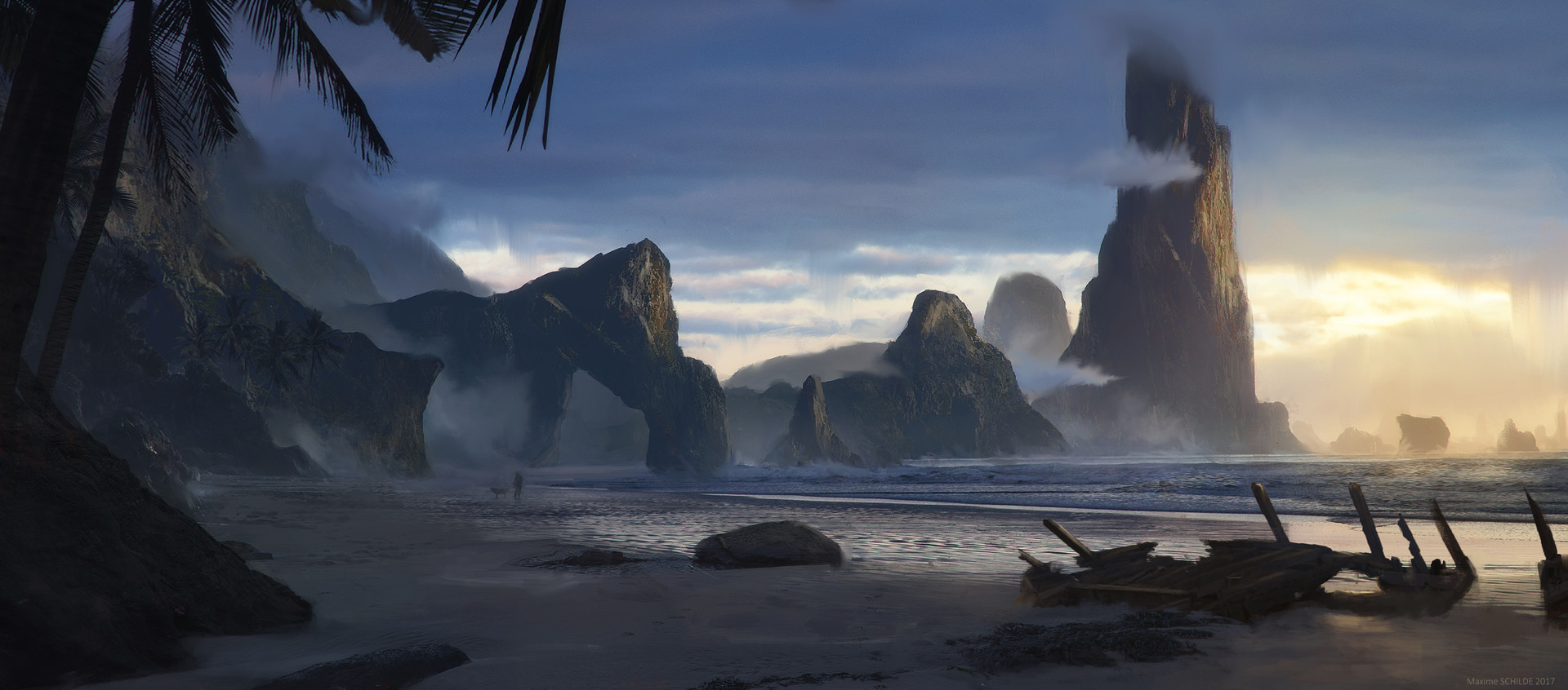 Download Water Beach Fantasy Landscape Fantasy Landscape Art