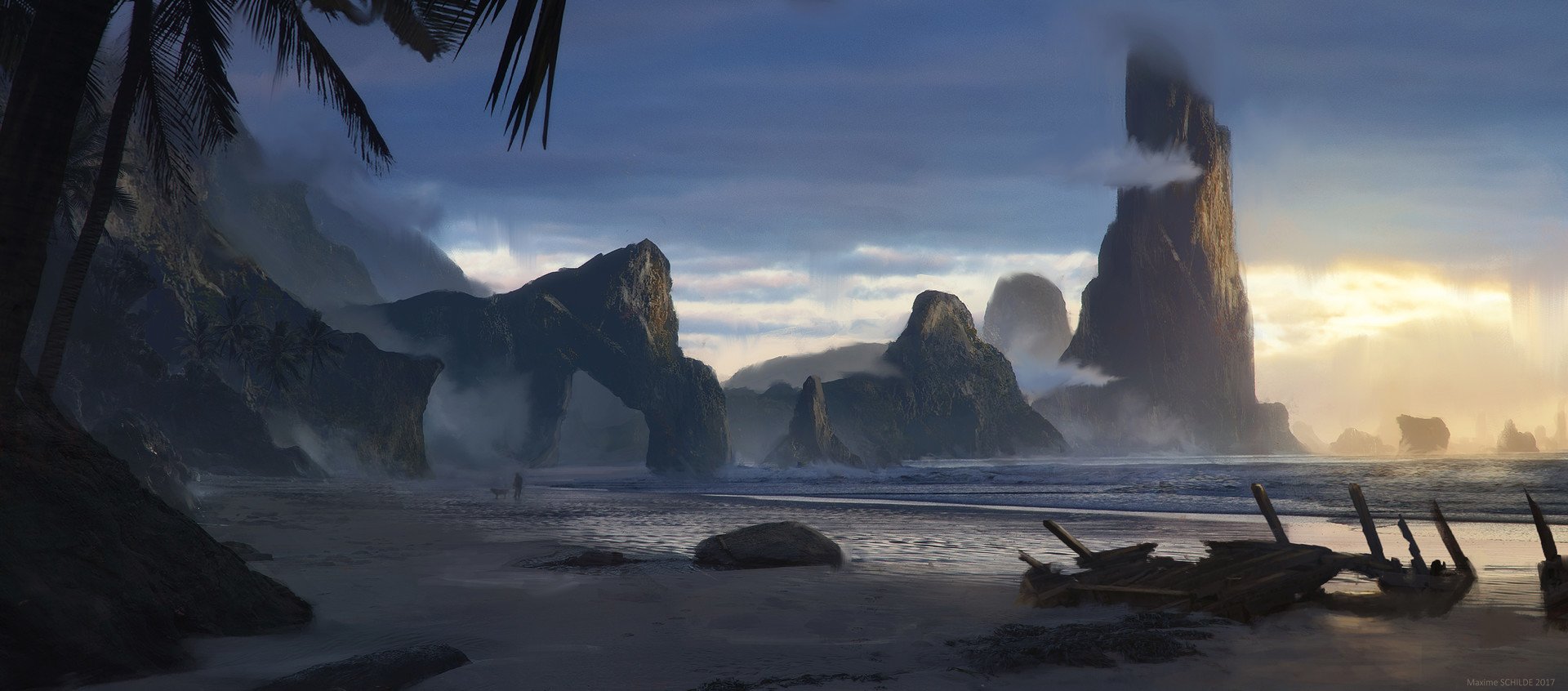 Download Water Beach Fantasy Landscape Fantasy Landscape Art