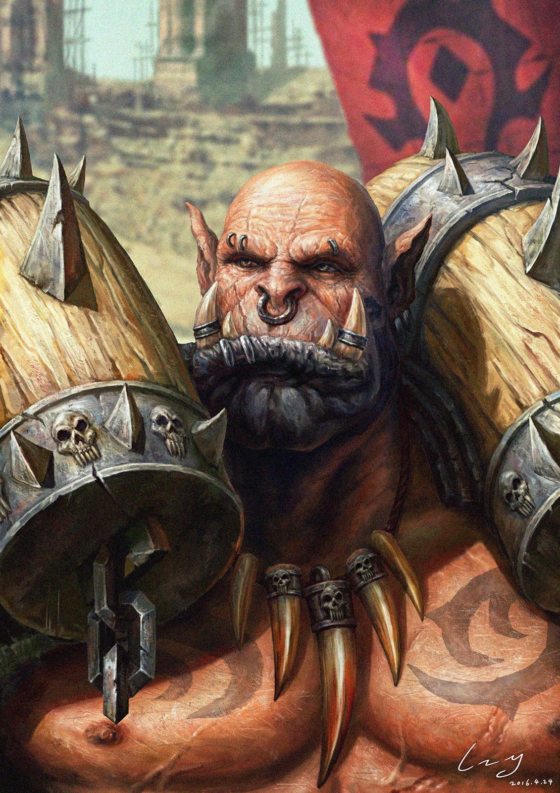 Download Orc Garrosh Hellscream Video Game World Of Warcraft Art