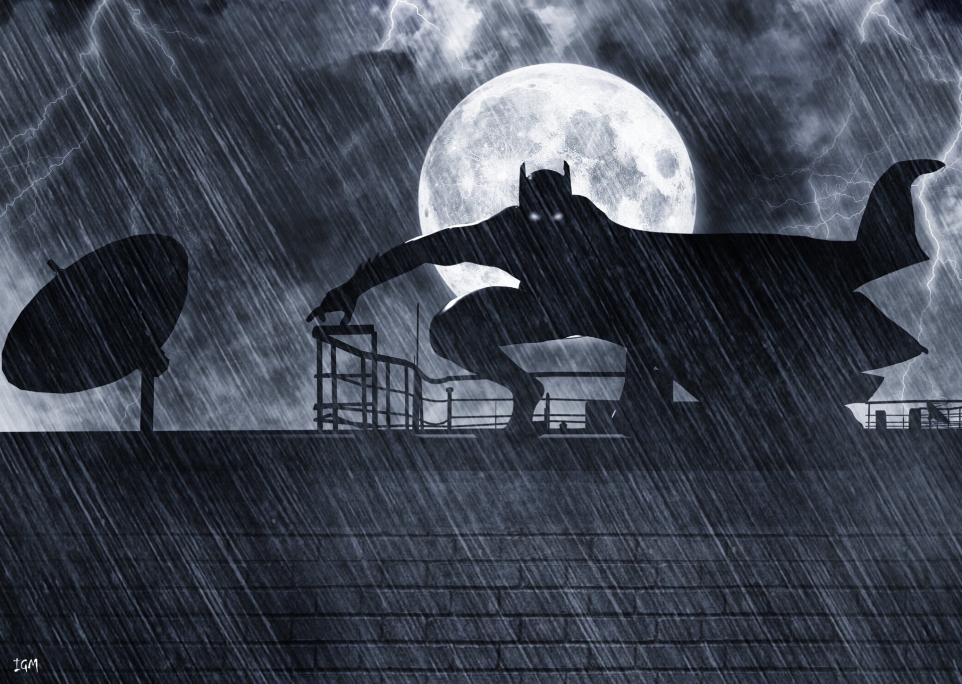 Download Rain Roof Full Moon Comic Batman Art