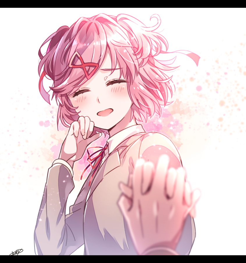 Pink-Haired Natsuki Smiles — Doki Doki Literature Club