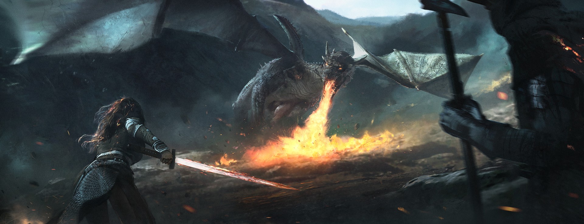 Download Warrior Sword Dragon Fantasy Battle Fantasy Warrior Art