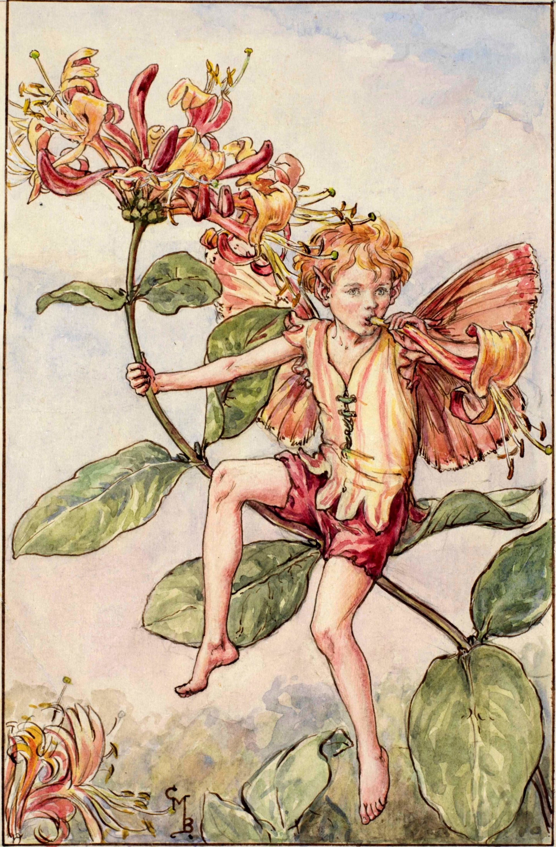 Graceful Fairy with Pointed Ears and Flower Wings, Barefoot in Fantasy