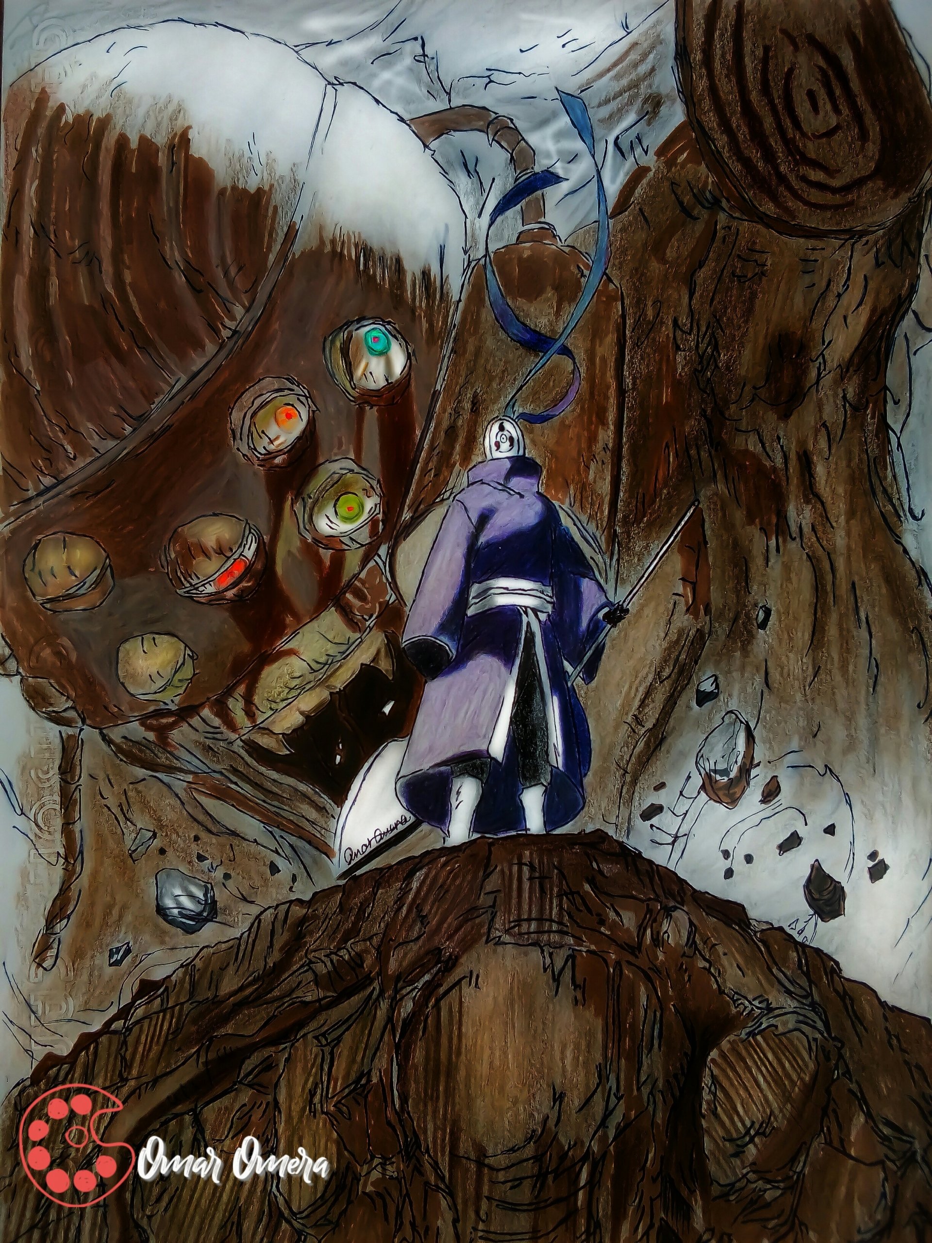 Drawing for obito uchiha by Omar Omera