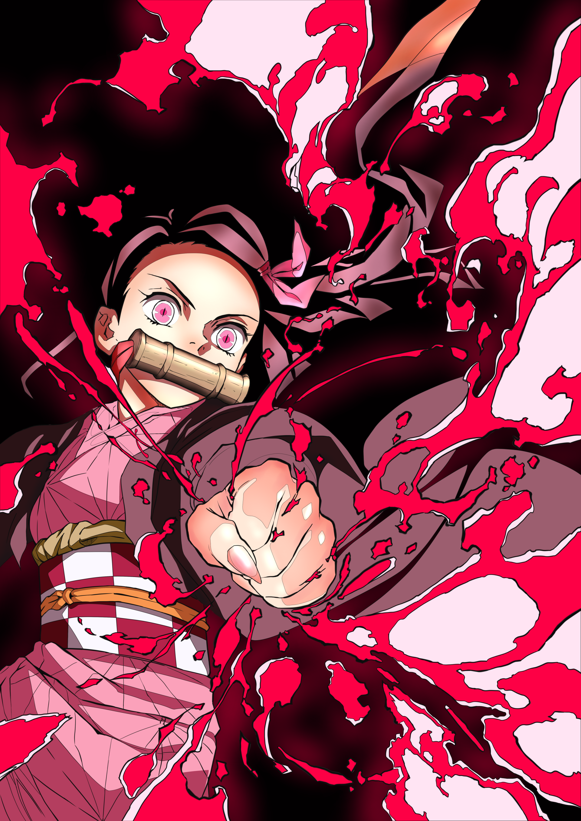 Nezuko Kamado Unleashed - Demon Slayer's Fierce Anime Power