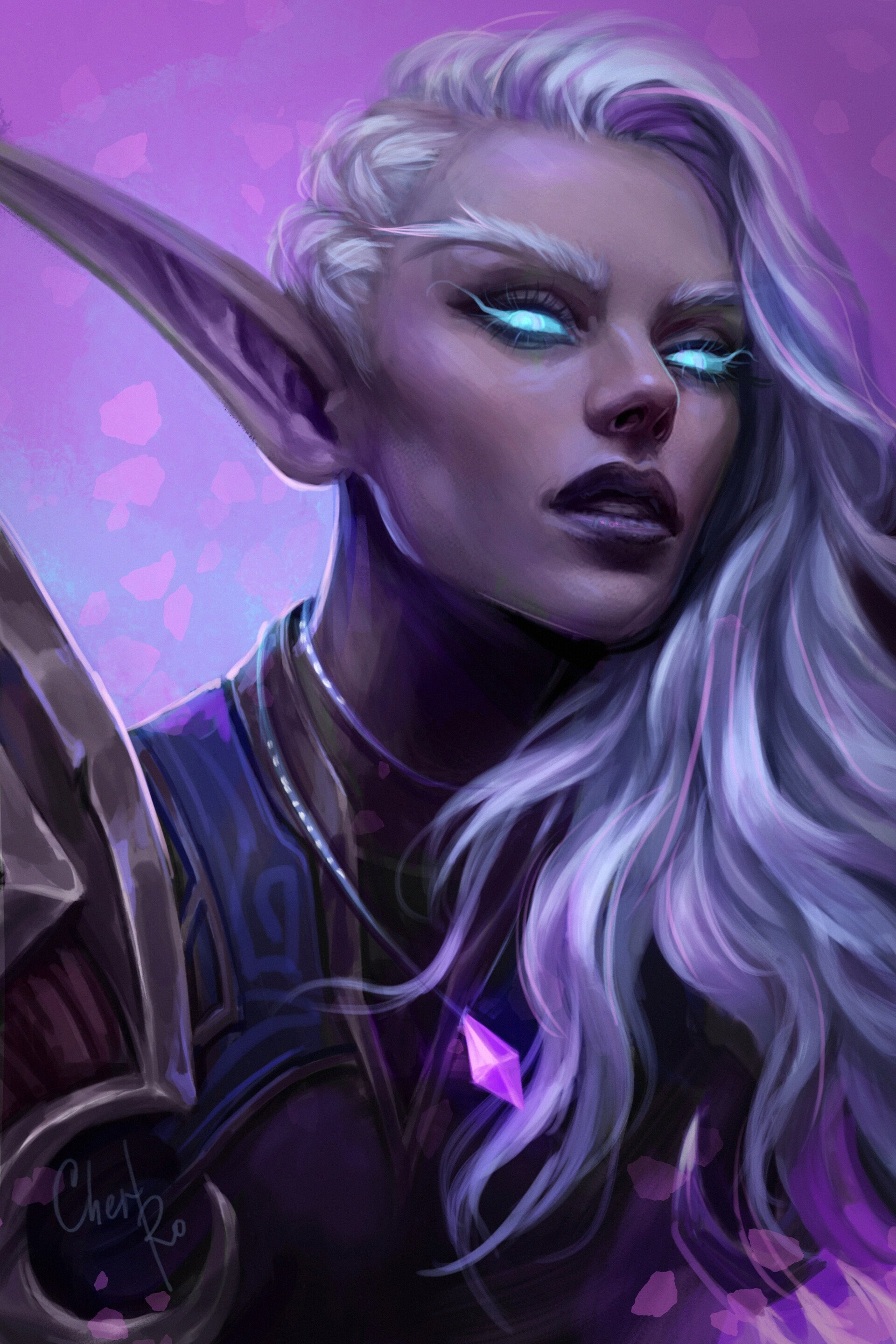 World of Warcraft: The Enigmatic Elf with Piercing Eyes