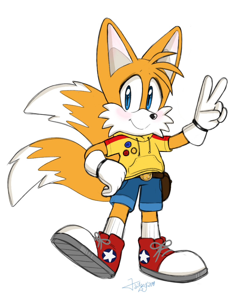 Download Tail Blue Eyes Peace Sign Smile Sneakers Miles 'Tails' Prower ...