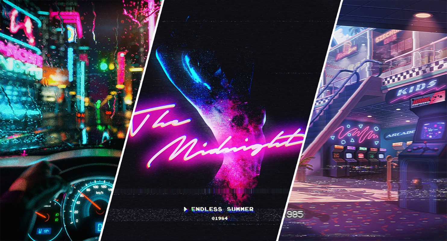 Download Music The Midnight Neon Lights Retro Synthwave Art