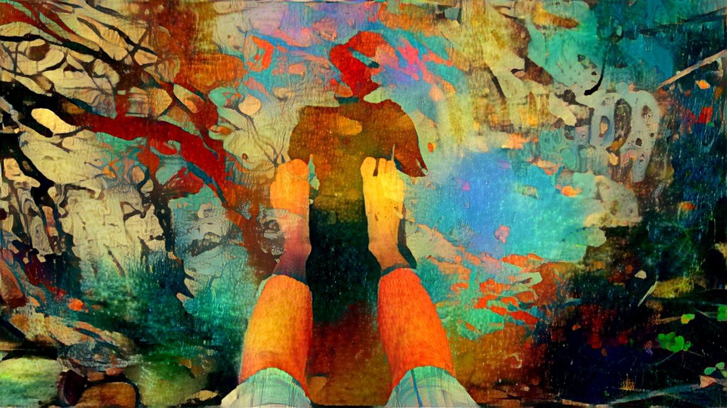 Feet in river artwork by NatureWorshiper
