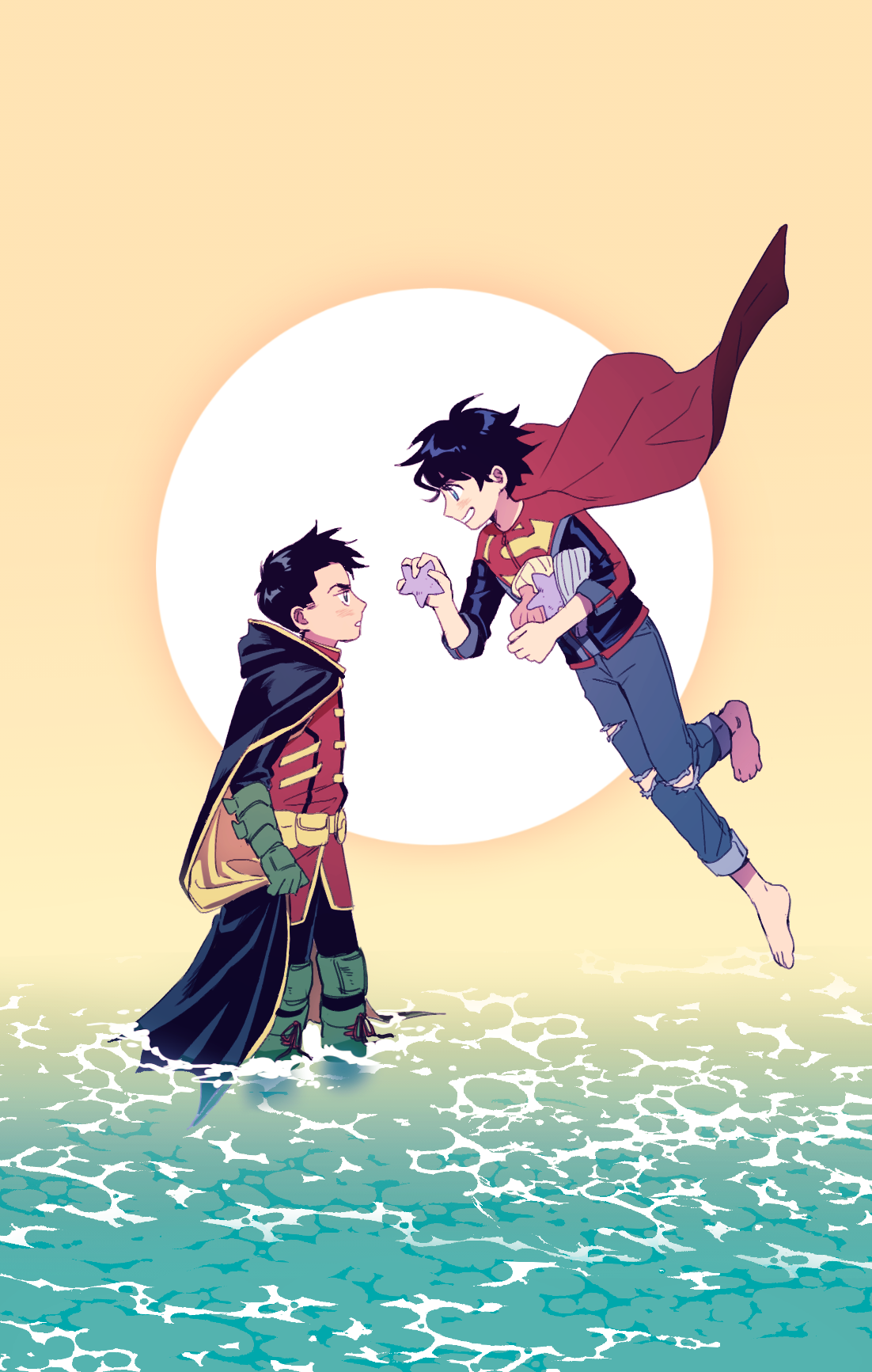 Download Flying Cape Smile Sunset Black Hair Starfish Feet Robin (DC ...