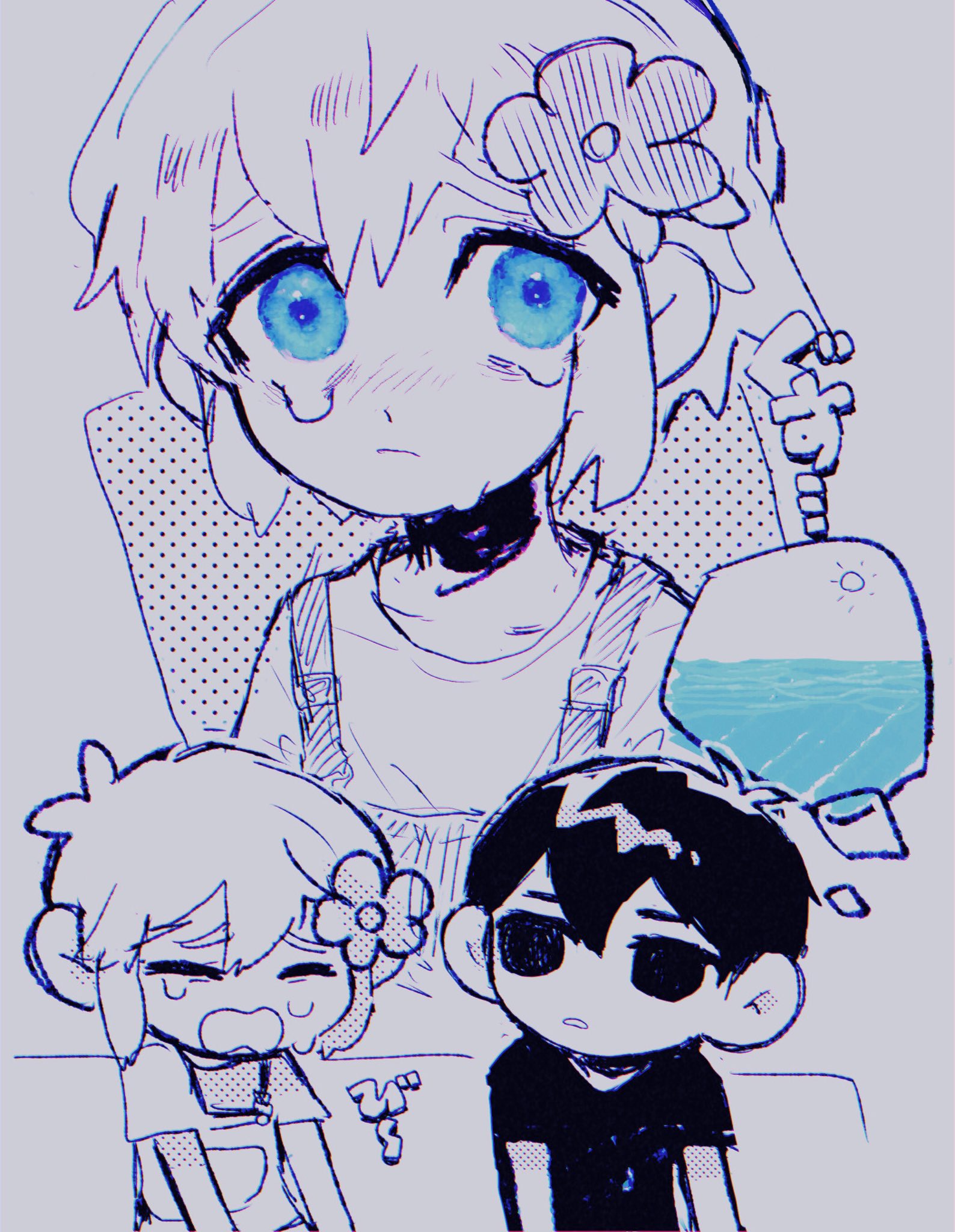 Download OMORI Blue Eyes Crying Basil (Omori) Sunny (Omori) Video Game Art