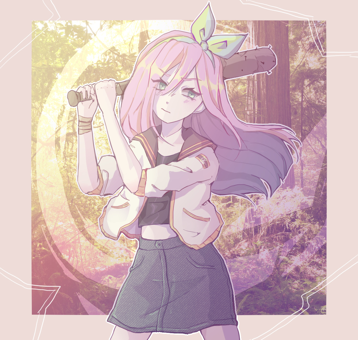 Download Baseball Bat Pink Hair OMORI Aubrey (Omori) Video Game Art