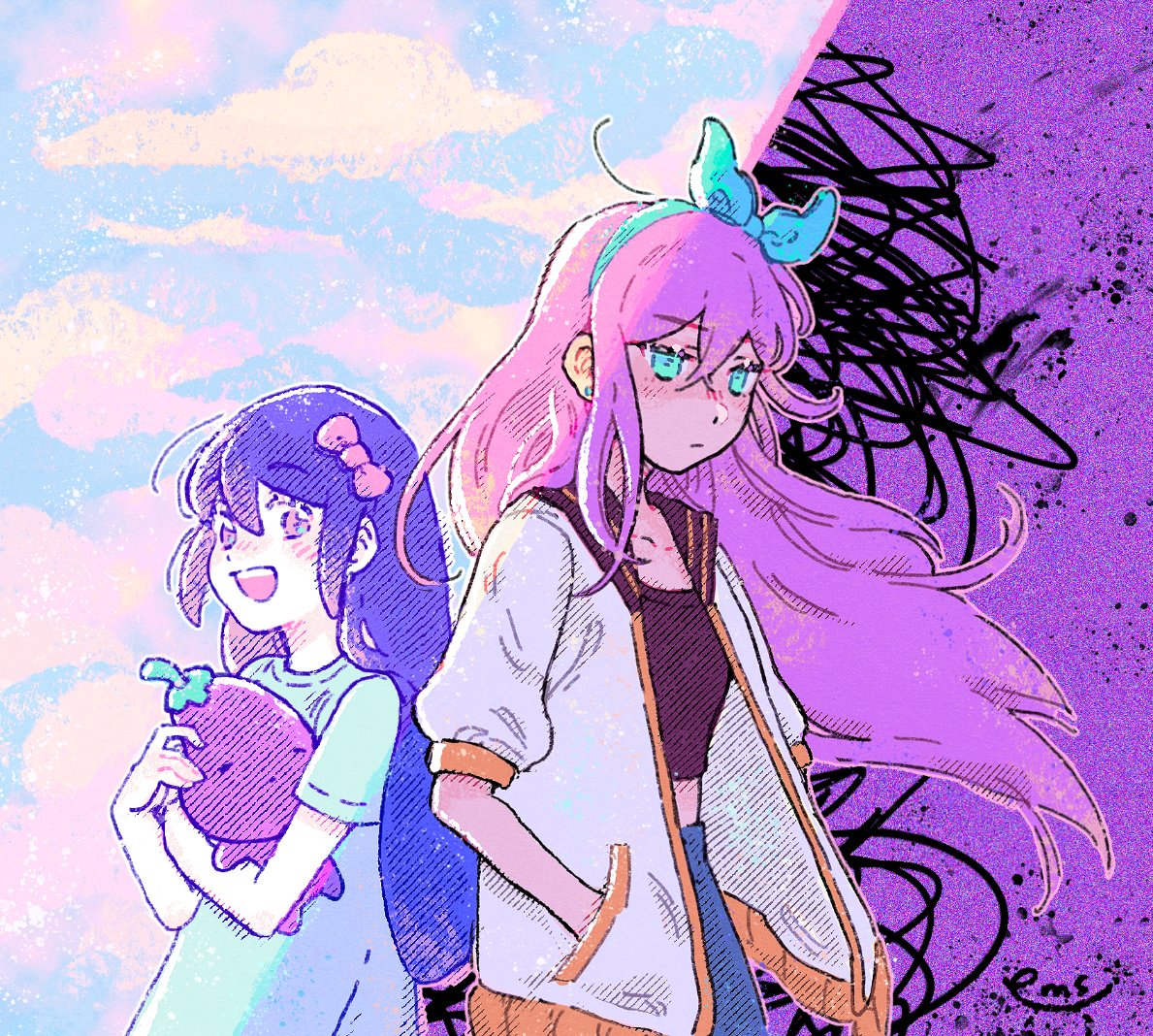 Download Long Hair Pink Hair OMORI Aubrey (Omori) Video Game Art