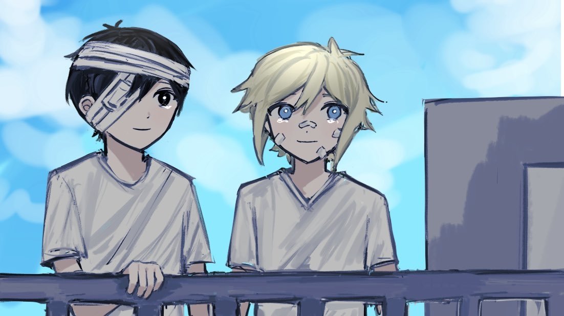 Download Blonde Black Hair Eye Patch Tears Basil (Omori) Sunny (Omori ...