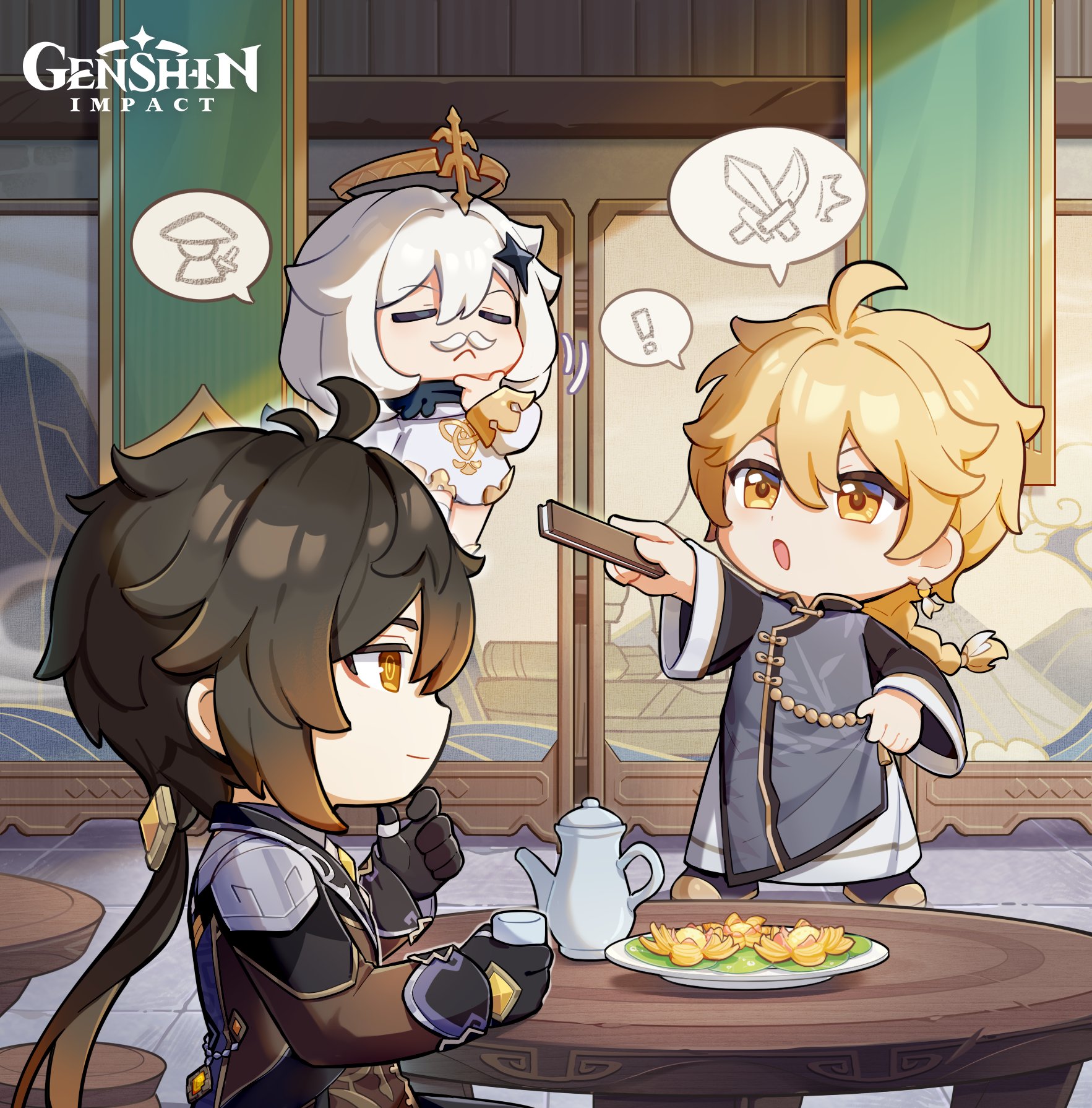 Download Chibi Paimon (Genshin Impact) Zhongli (Genshin Impact) Aether ...