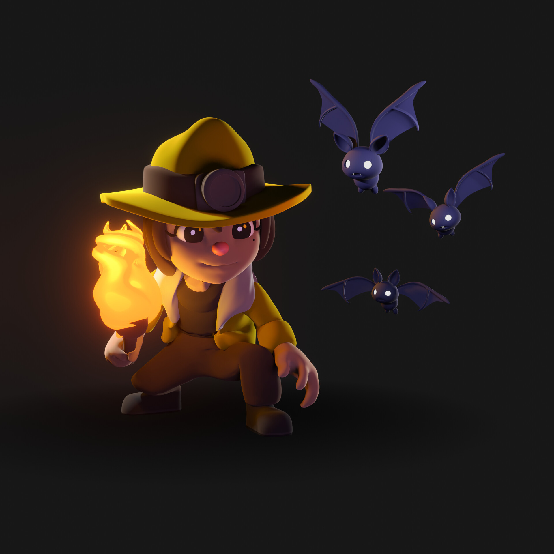 Download Video Game Spelunky 2 Cartoon Character Adventurer Bat Art