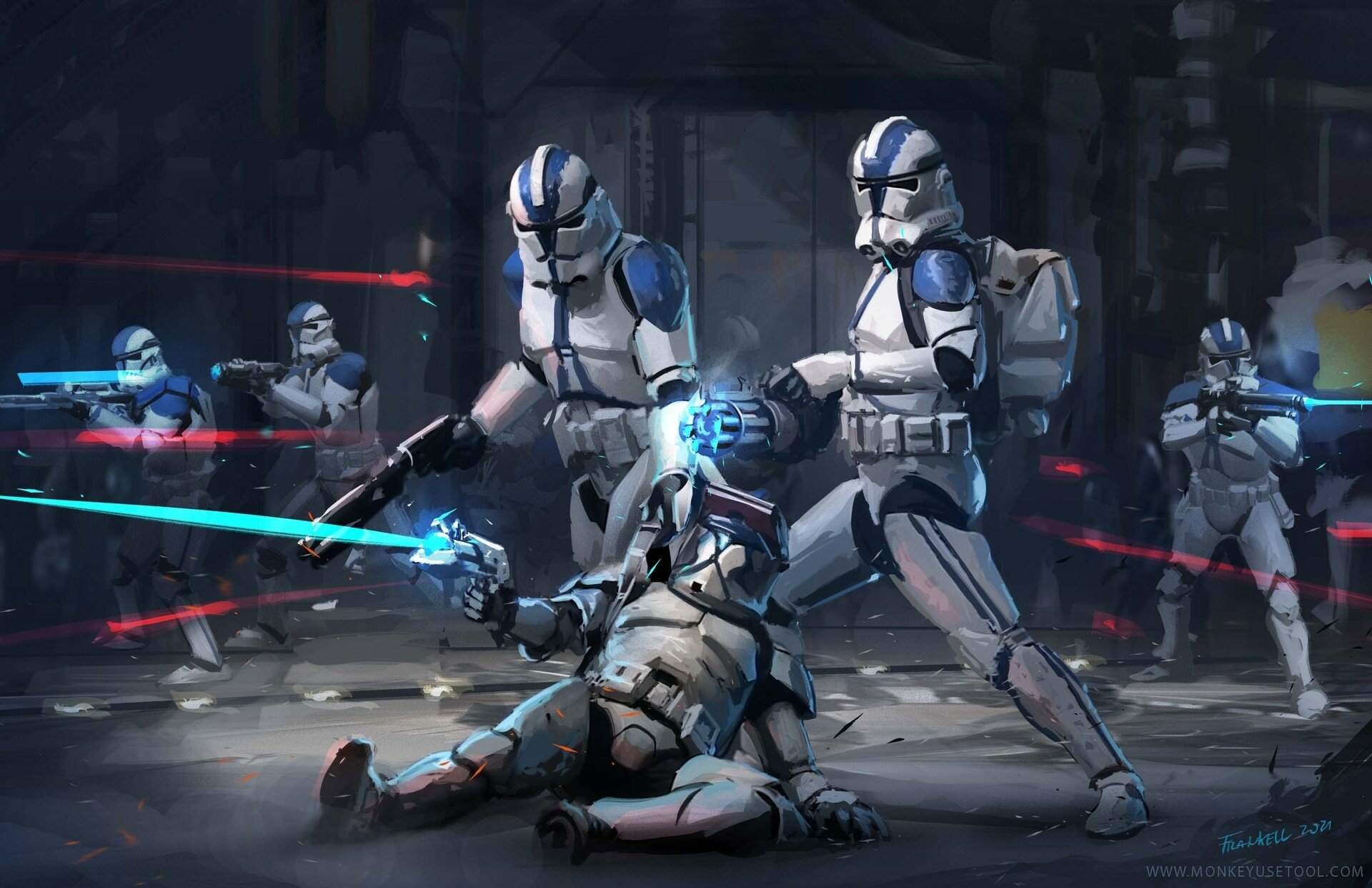 Download Clone Trooper Sci Fi Star Wars Battle Scene Art