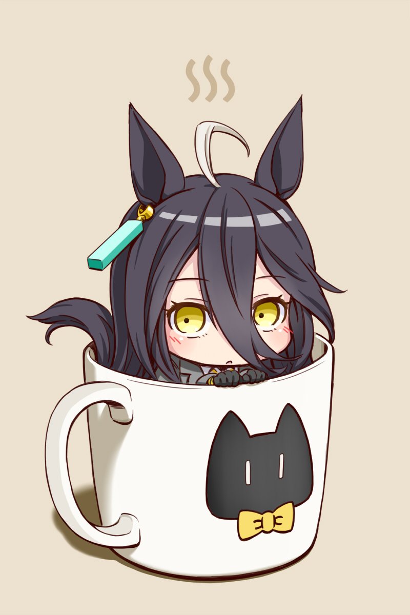 Download Cup Long Hair Black Hair Animal Ears Manhattan Café Anime Uma ...
