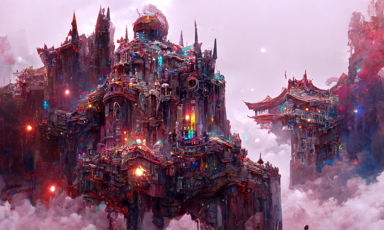 cyberpunk castle by Rehamalo