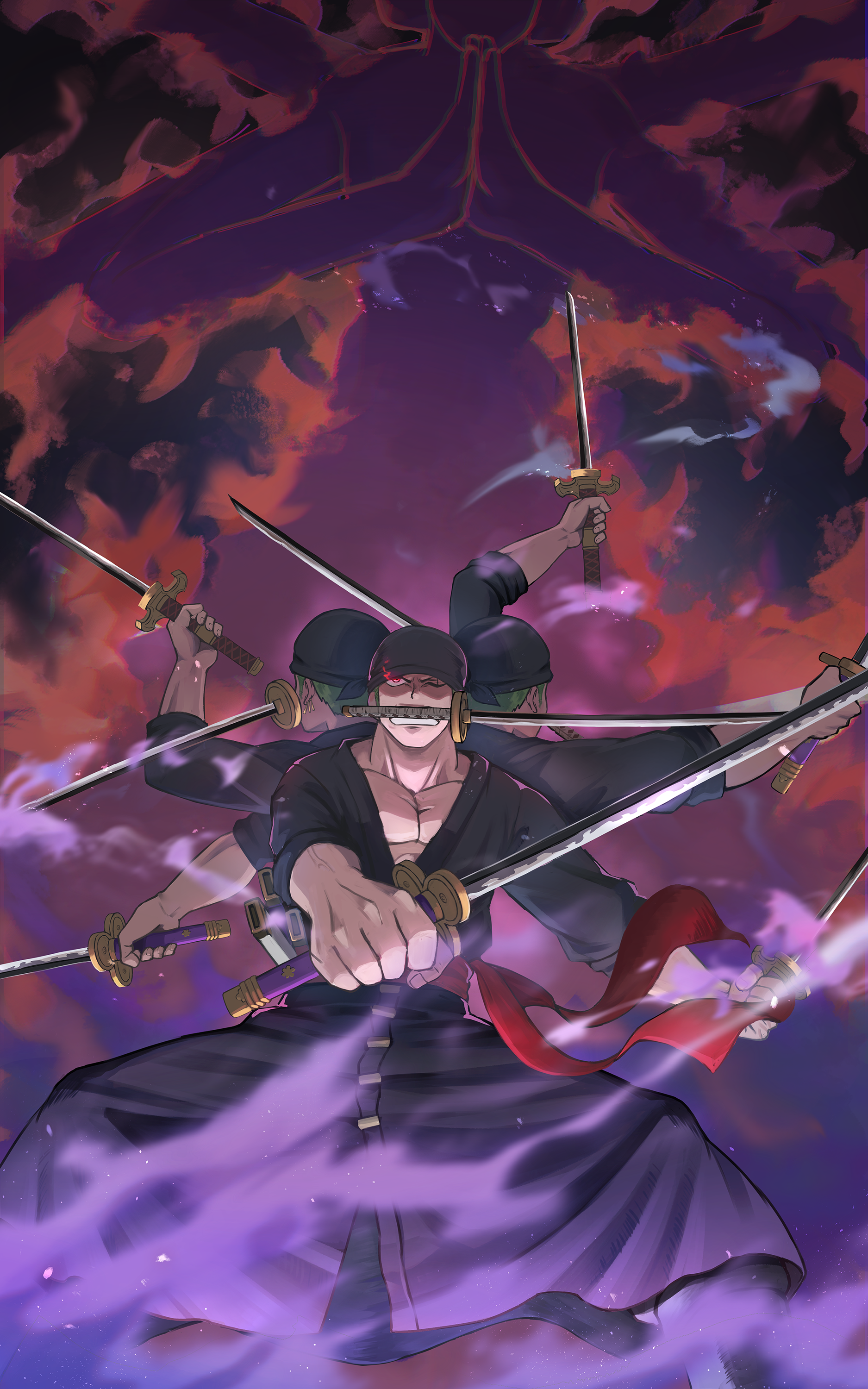 Roronoa Zoro’s Fierce Battle Stance – One Piece Anime Power Unleashed