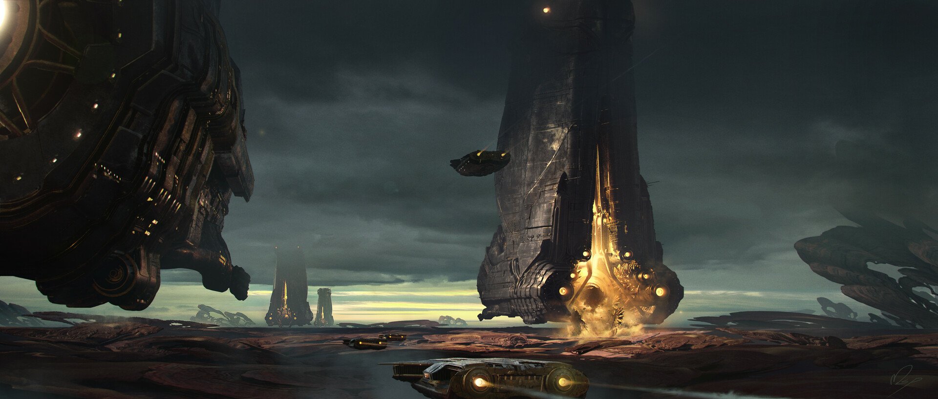 Download Sci Fi Machine Futuristic Spaceship Alien Landscape Art