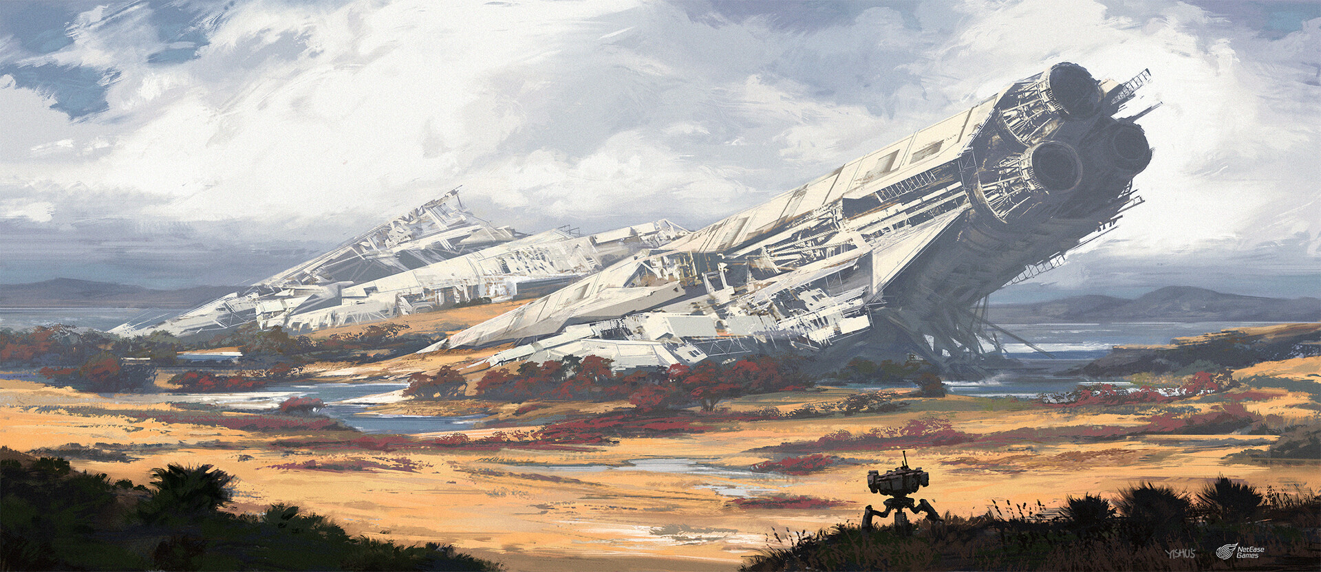 Download Sci Fi Wreck Futuristic Landscape Crashed Spaceship Science ...