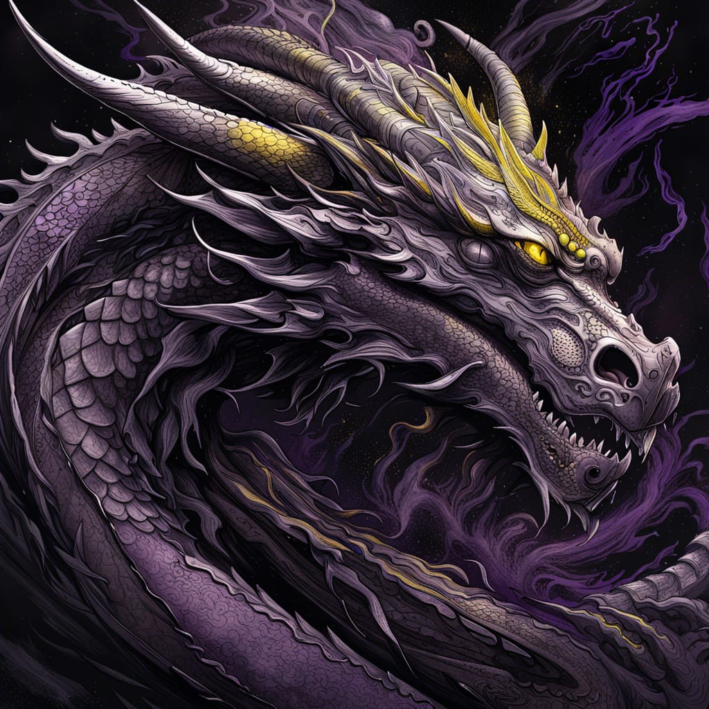 Dragon Black and White by Anix