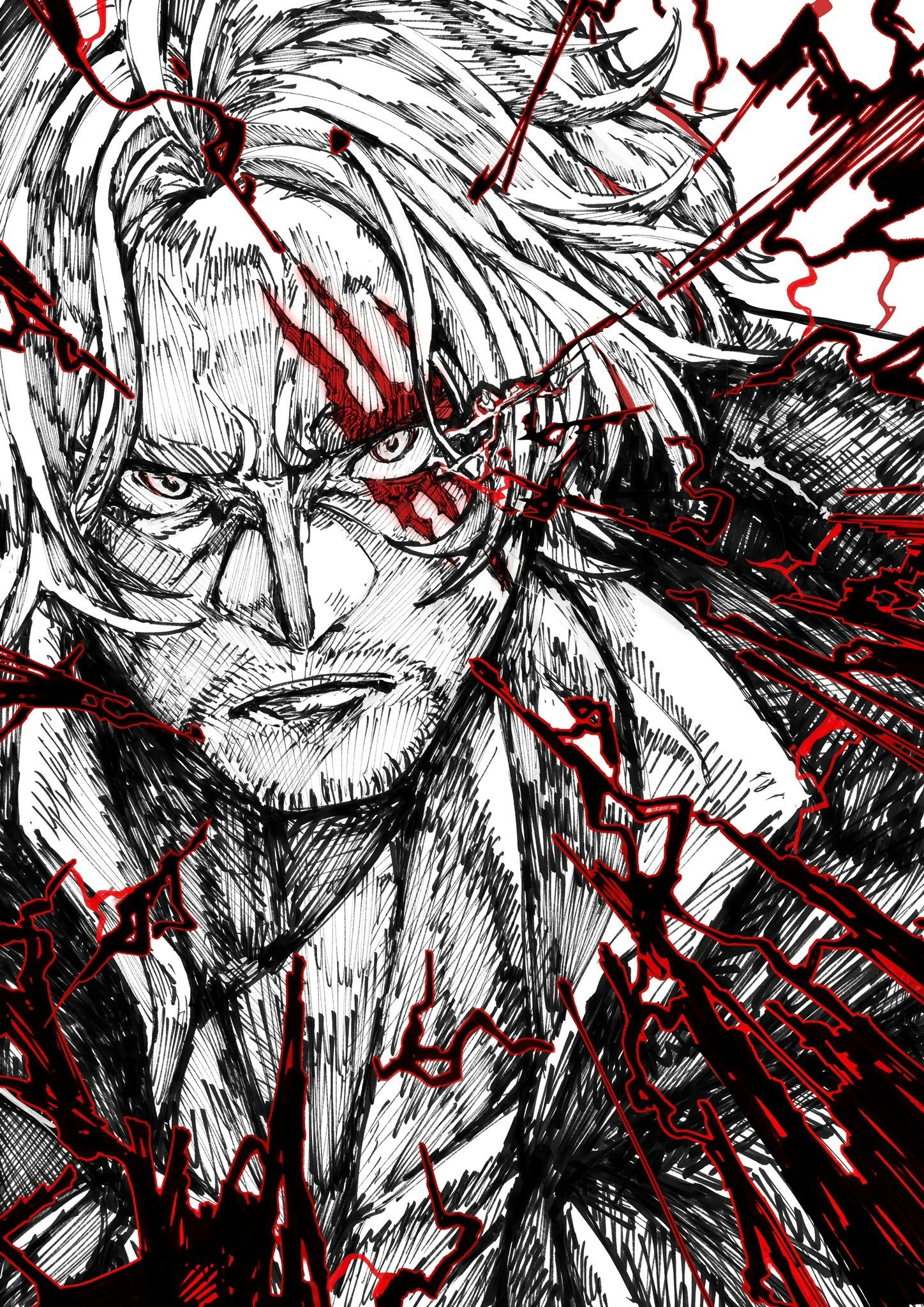 Shanks Unleashed: Intense One Piece Anime Portrait
