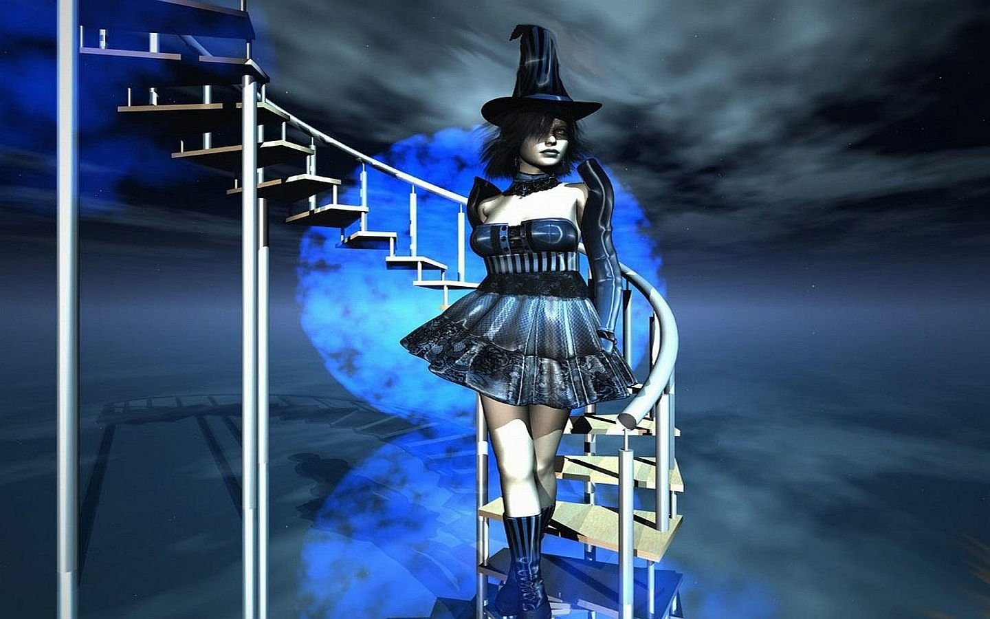 Enchanting Witch on the Spiral Staircase