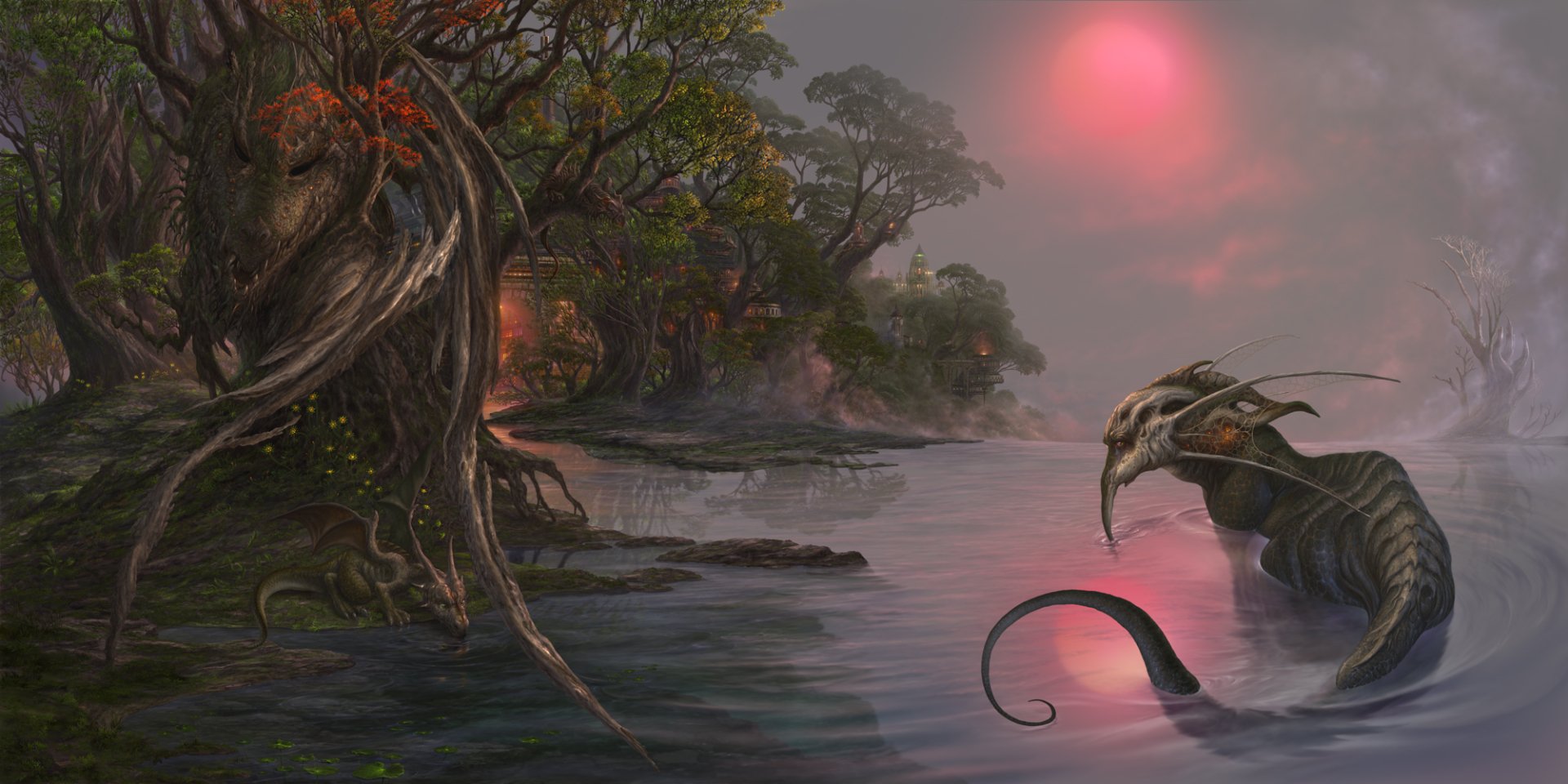 Enchanted Dragon in a Mystical Forest