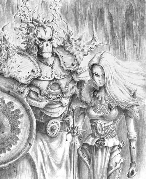 Flaming Warrior & Fierce Valkyrie: An Artistic Battle Drawing