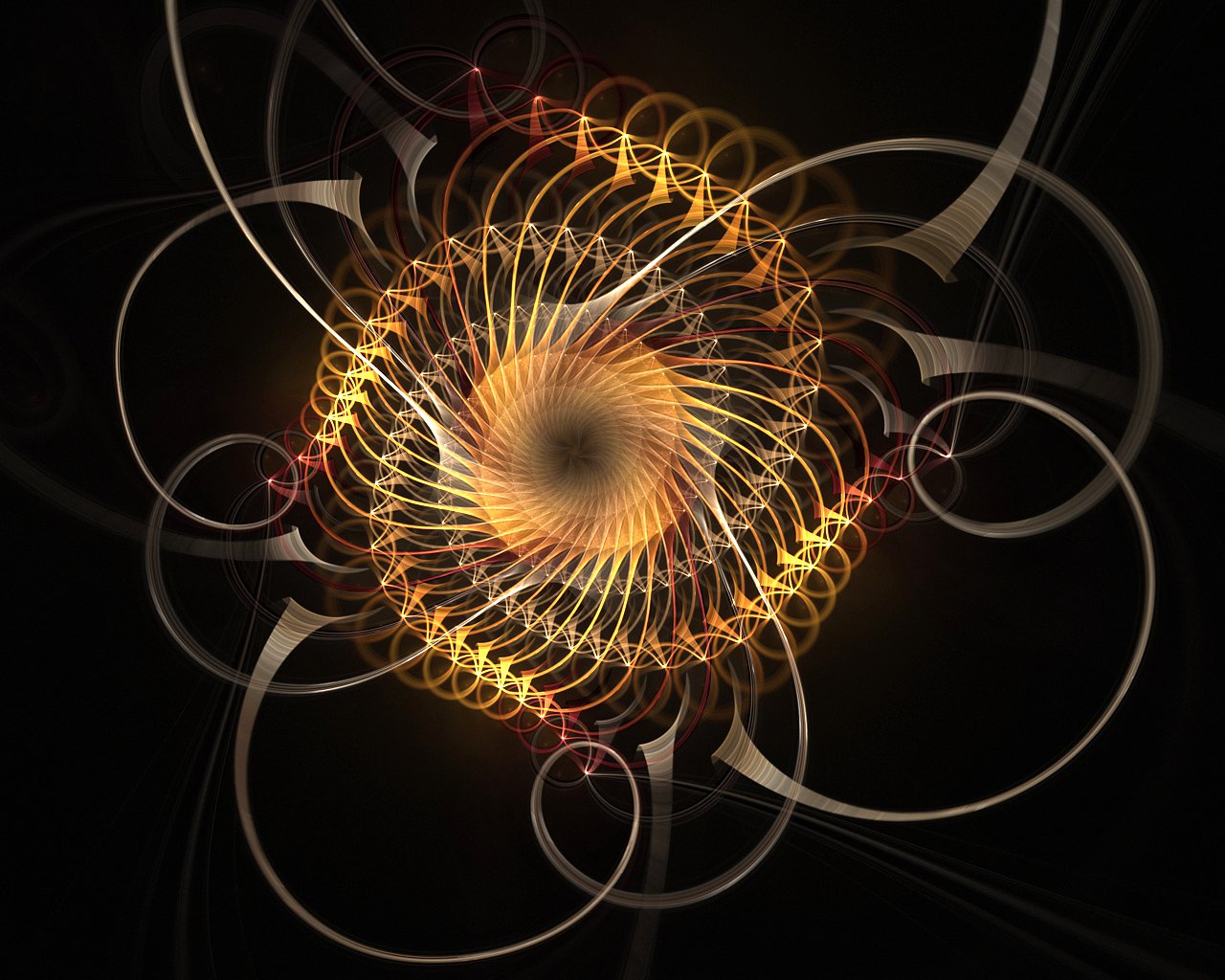 Fractal Harmony: An Abstract Dance of Yellow in Darkness