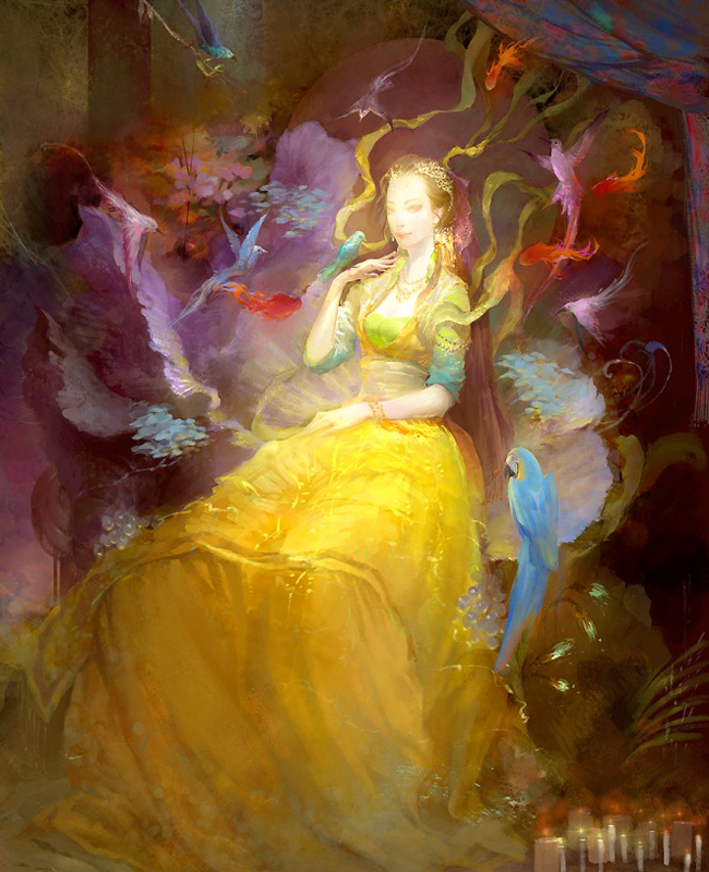 Artistic Elegance: A Serene Woman in Yellow