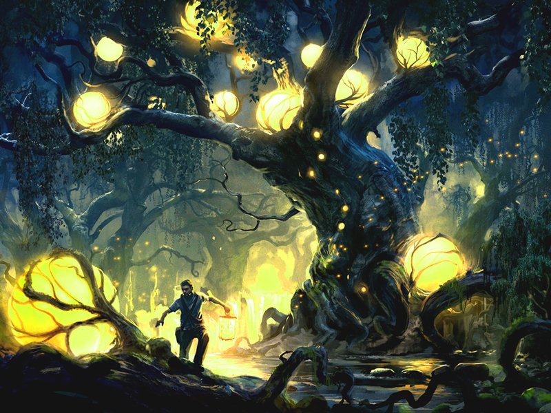 Enchanted Night in a Fantasy Landscape