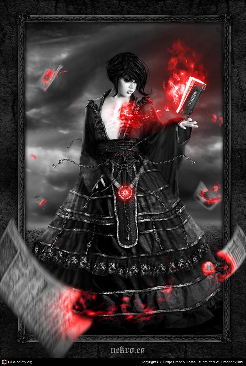 Enigmatic Gothic Sorceress of the Dark Flames