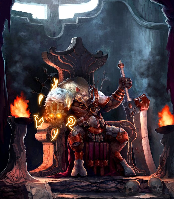 Fierce Fantasy Warrior on His Throne