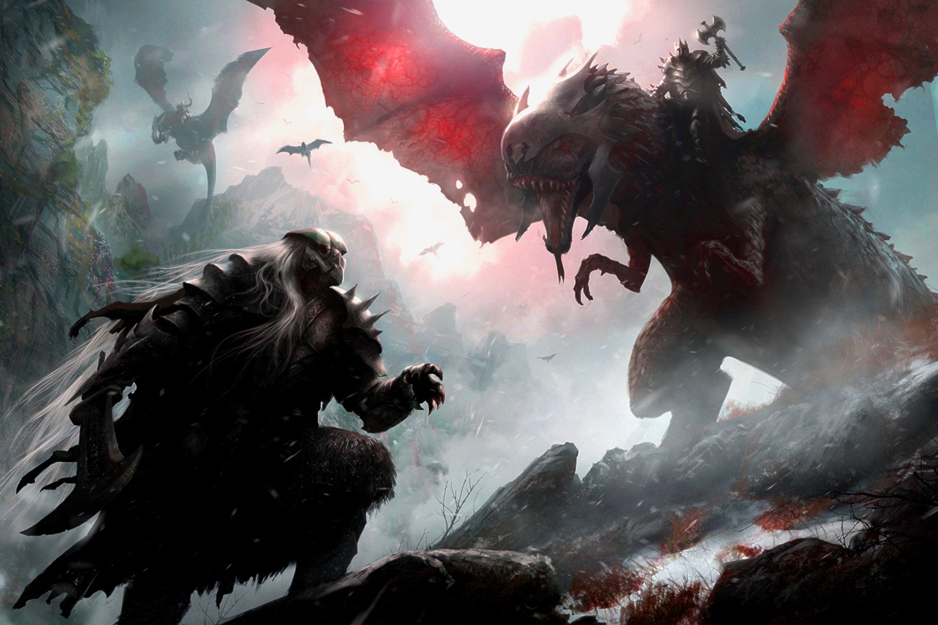 Epic Confrontation: Warrior vs. Dragon in a Fantasy Realm